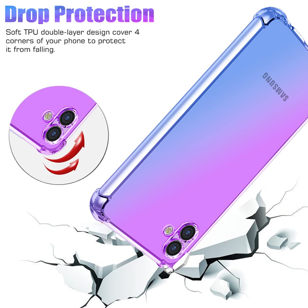 Gufuwo Case for Galaxy A02/A04/A13, Cute Girls Gradient Slim Anti Scratch Soft TPU Phone Cover, Shockproof Protective Case for Samsung Galaxy A04 4G (Purple/Blue)