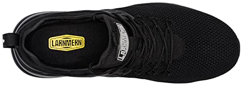 LARNMERN Steel Toe Shoes Men Slip Resistant Safety Work Sneakers Slip On Air Cushion Lightweight Comfortable Breathable Shoe 3150(9.5 Men, Black)