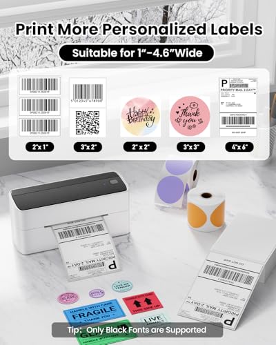Memoqueen Shipping Label Printer 4X6 - Bluetooth Thermal Label Printer for Small Business and Shipping Packages