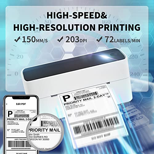 Memoqueen Shipping Label Printer 4X6 - Bluetooth Thermal Label Printer for Small Business and Shipping Packages