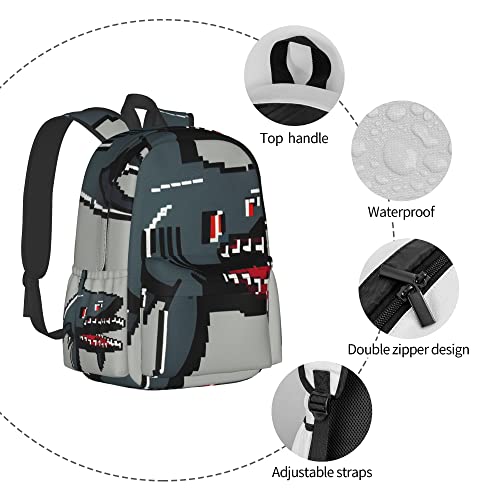 rhying Shark School Backpack schoolbag Bookbags for teens boys girls daypack