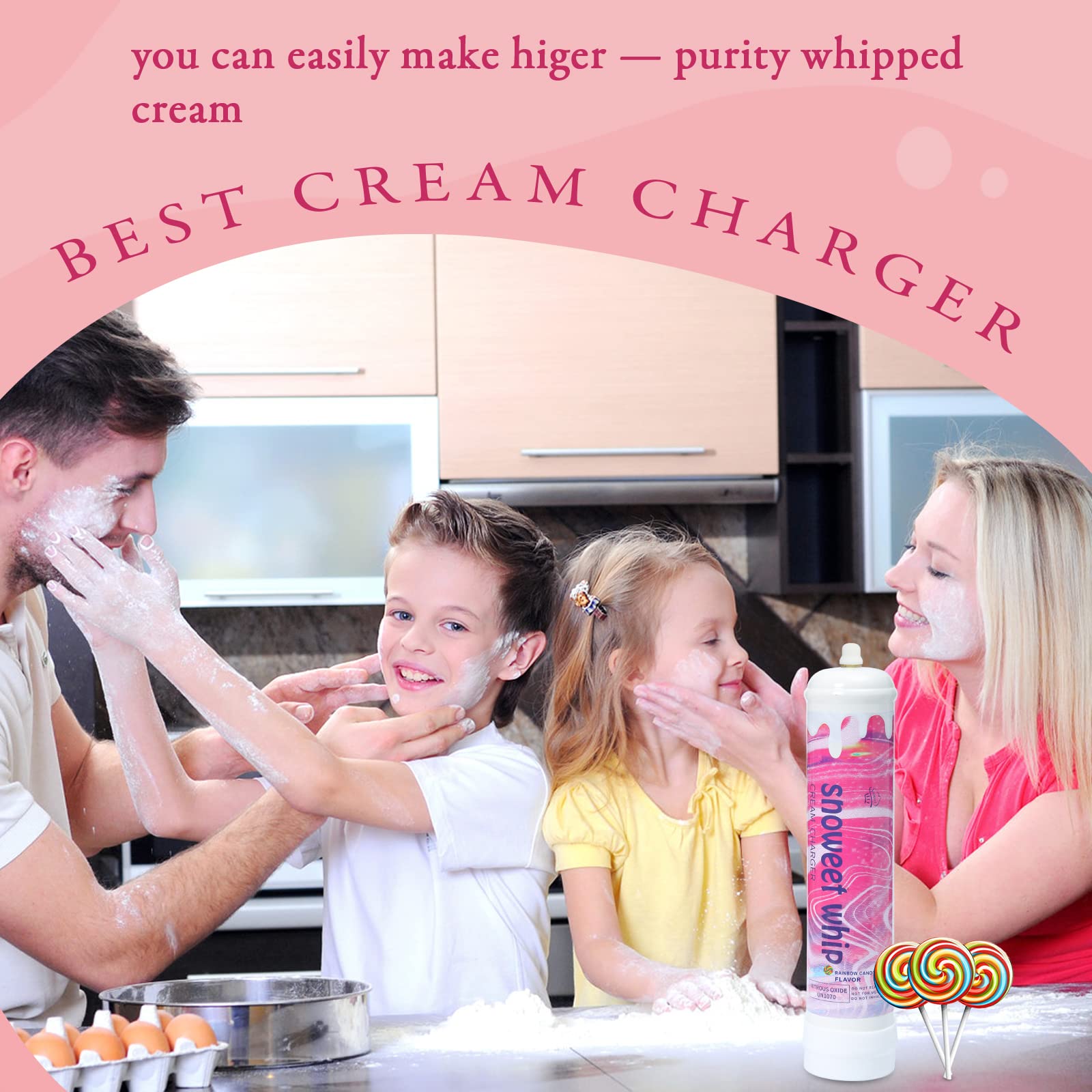 Whipped Cream Chargers Cylinder 615 gram Pure N2O 1 Liter Nitrous Tank Whipped Cream Cylinder Nitrous Oxide 6 Cylinders (Rainbow Candy Flavor)