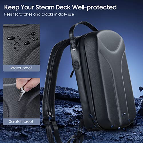 TiMOVO Carrying Case for Steam Deck Console & Accessories, Crossbody Protective Storage Bag Shockproof Anti-Collision Shoulder Chest Portable Backpack fit Steam Deck for Going Out, Black