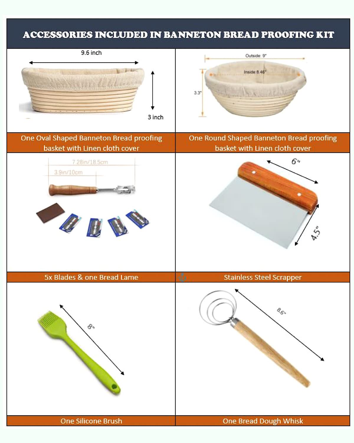 5Rivers Banneton Bread Proofing Basket - Sourdough Proofing Basket - Banneton Proofing Basket Set Of 2 - Bread Making Tools And Supplies - Proofing Baskets For Sourdough Bread Baking - Bread Making