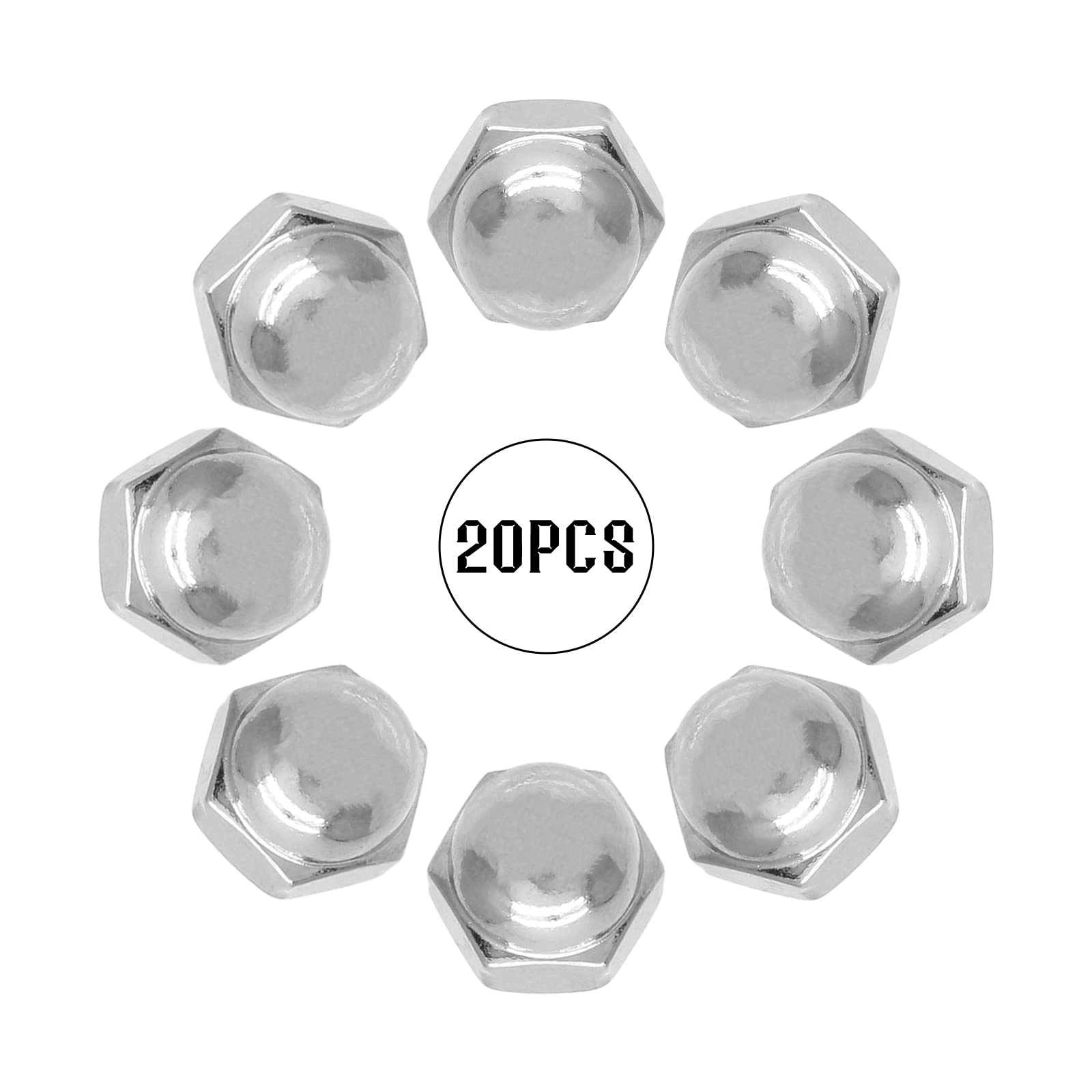 Piutouyar Acorn Cap Nuts Hex Nut 3/8-16, 304 Stainless Steel 18-8 Hex Dome Cap Nut (20Pcs)