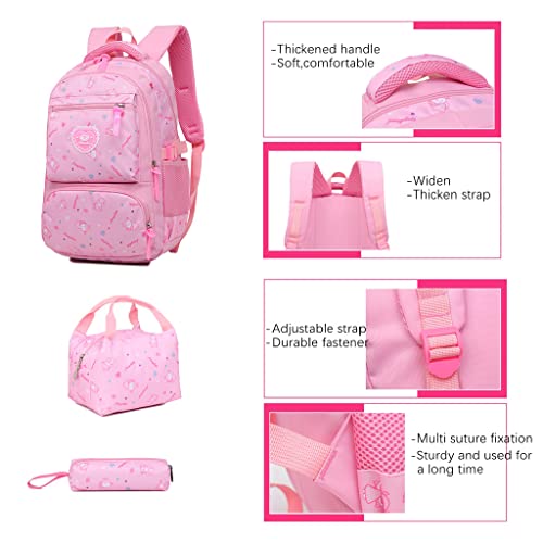 Backpack for Girls, Kids Backpacks for Girls, Girls Backpack with Lunch Bag Nylon Elementary Bookbag Children Schoolbags for Boys