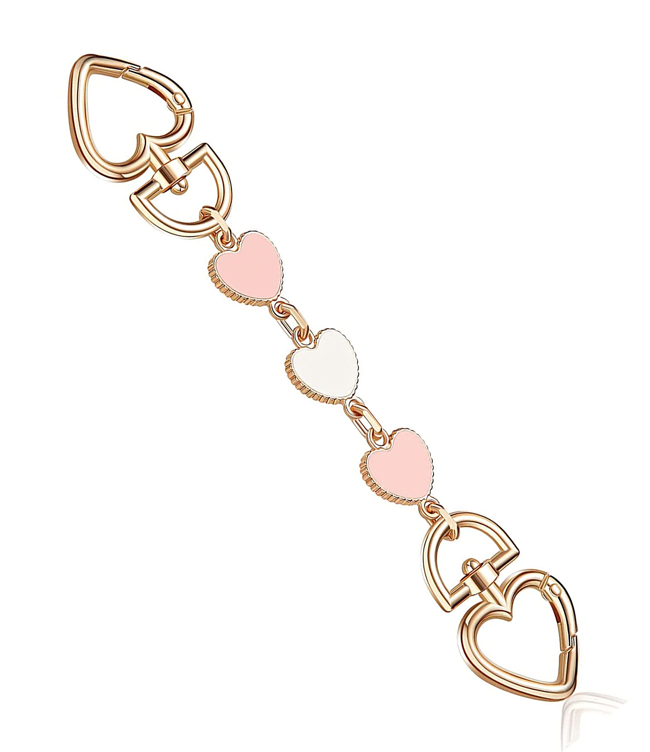 SONGKISSZQ Purse Chain,Bag Extender Purse Chain Strap for Women Crossbody Bags Purse Shoulder Belt Chain (Pink Heart)