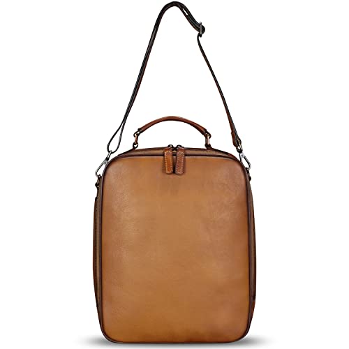 IVTG Genuine Leather BackpackVintage Knapsack Fashion Bookbag Handmade Retro Casual Satchel Daypack Purse (Brown)