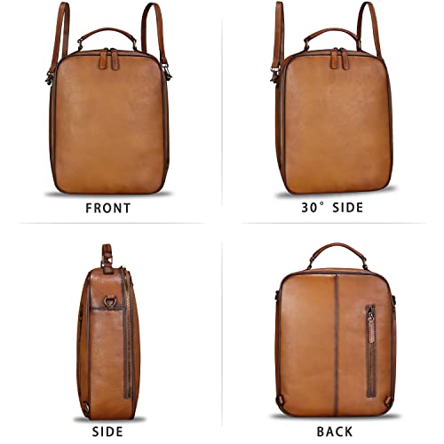 IVTG Genuine Leather BackpackVintage Knapsack Fashion Bookbag Handmade Retro Casual Satchel Daypack Purse (Brown)