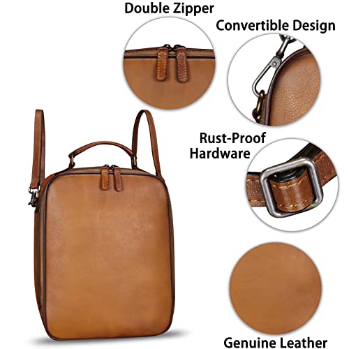 IVTG Genuine Leather BackpackVintage Knapsack Fashion Bookbag Handmade Retro Casual Satchel Daypack Purse (Brown)