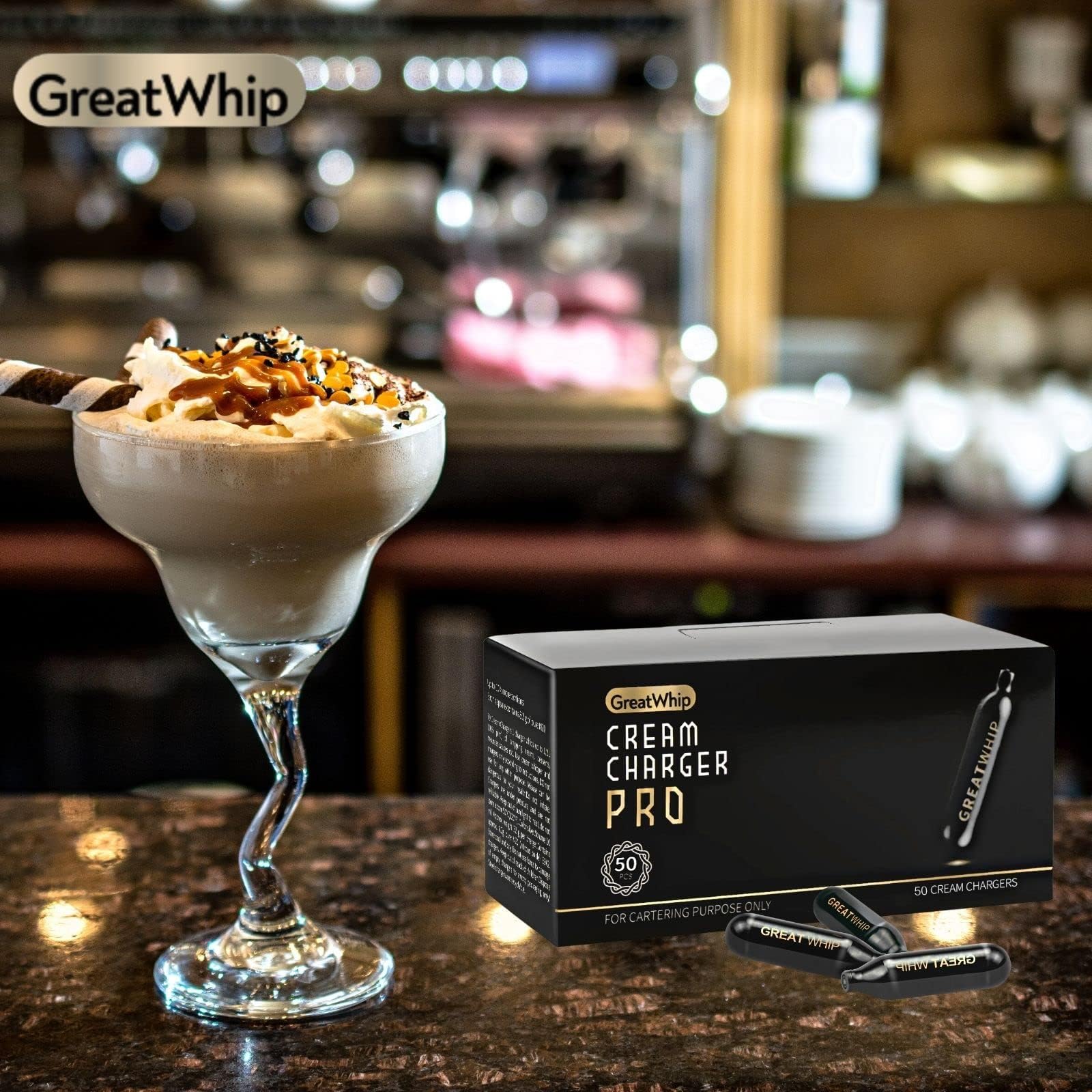 GreatWhip Professional Whipped Cream Charger 600 Count / 1 Box Nitrous Oxide Cartridges Highest Purity Whip Cream Tank