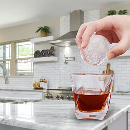 Miaowoof Large Ice Cube Trays, 2.5IN Large Ice Ball Maker Mold Easy Release, 2Pcs Ice Mold with Bin&Tong, Stackable Sphere Ice Ball Maker for Whiskey, Bourbon, Cocktails