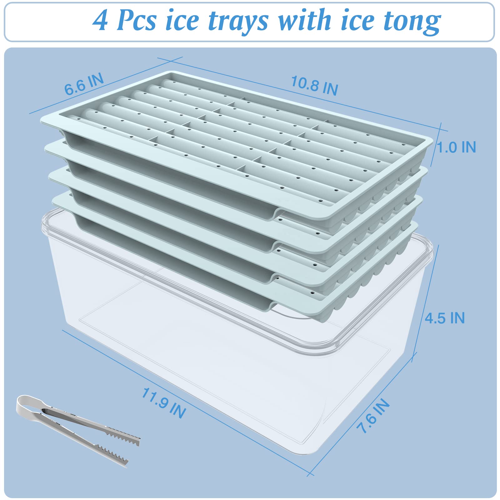 Miaowoof Water Bottle Ice Cube Tray, Easy Release Narrow Ice Stick Trays, 21x4 PCS Ice Maker for Freezer, Easy Fill Water Bottle Ice Cube Molds for Sports and Water Bottles