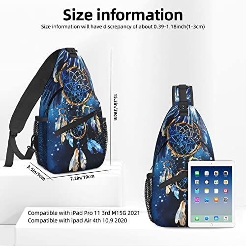 Dujiea Crossbody Backpack For Men Women Sling Bag, Dream Catcher With Eagle Chest Bag Shoulder Bag Lightweight One Strap Backpack Multipurpose Travel Hiking Daypack