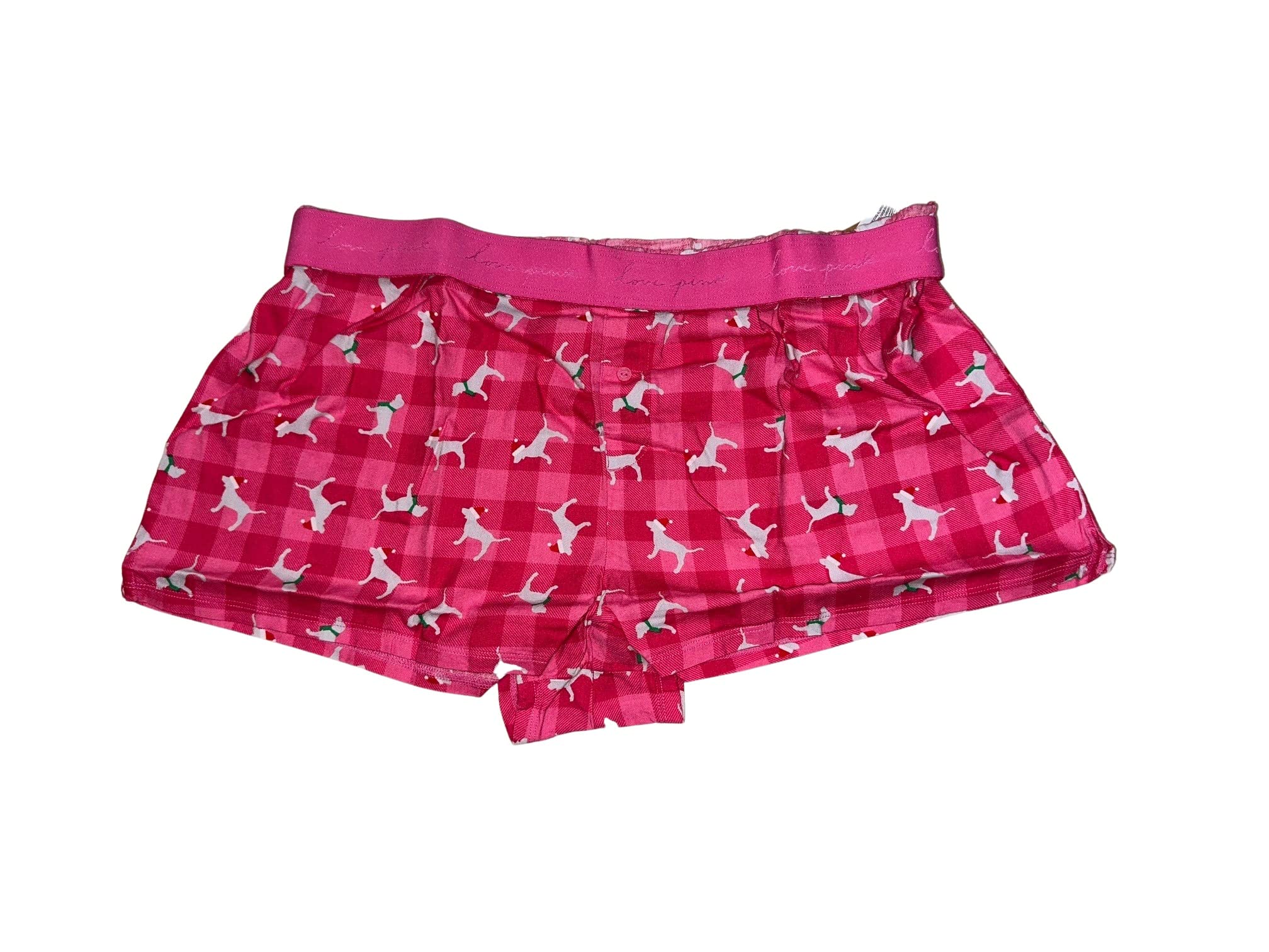 Victoria's Secret Pink Flannel Pajama Sleep Short Boxy Color Pink Logo Dog Size X-Large New