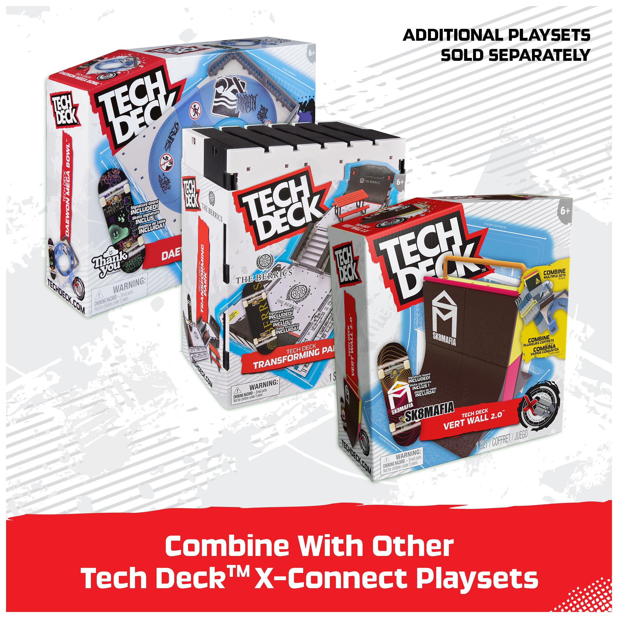 TECH DECK, The Berrics Transforming Park, X-Connect Park Creator, 30-inch Wide Foldable Playset with Storage and Exclusive Fingerboard, Kids Toy for Ages 6 and up