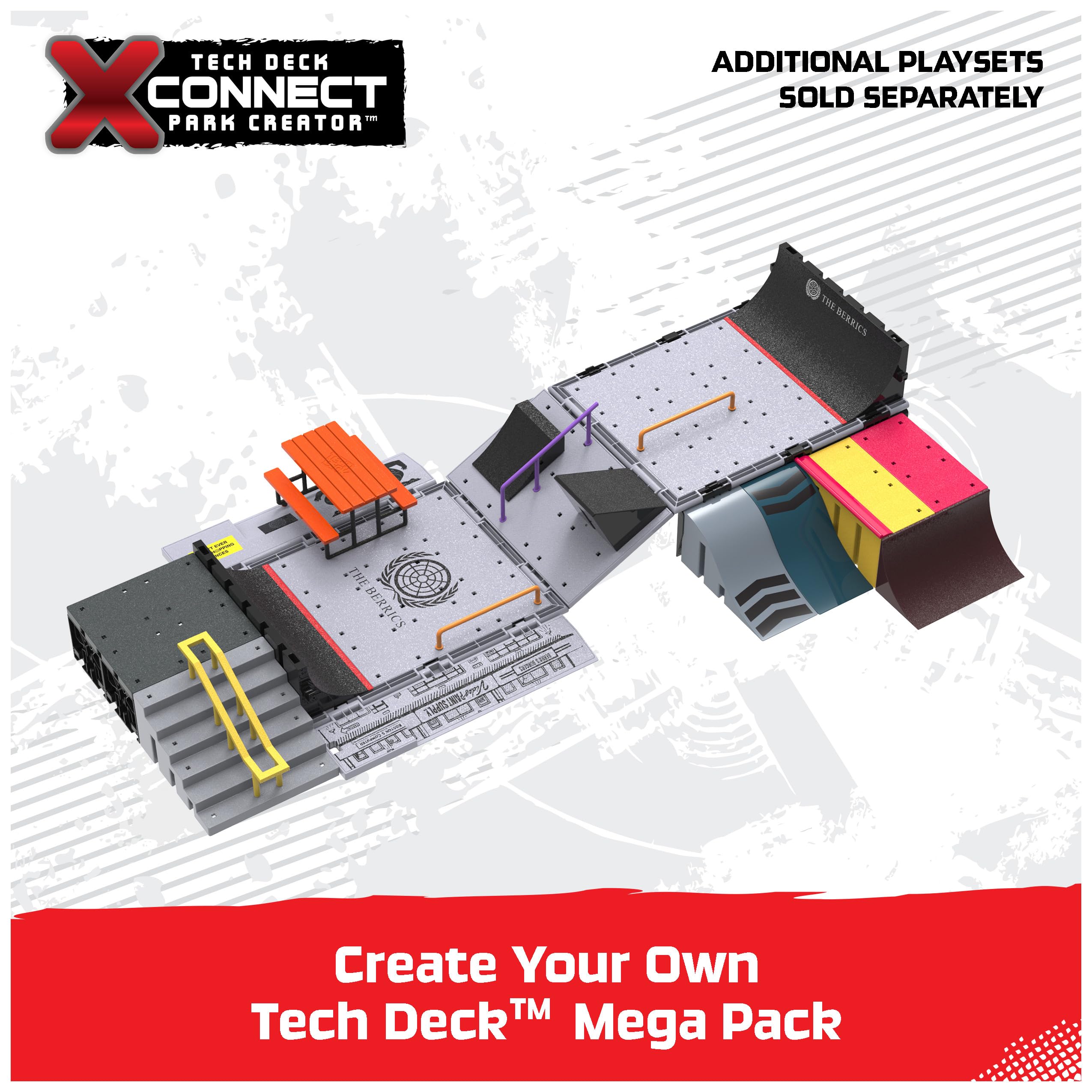 TECH DECK, The Berrics Transforming Park, X-Connect Park Creator, 30-inch Wide Foldable Playset with Storage and Exclusive Fingerboard, Kids Toy for Ages 6 and up
