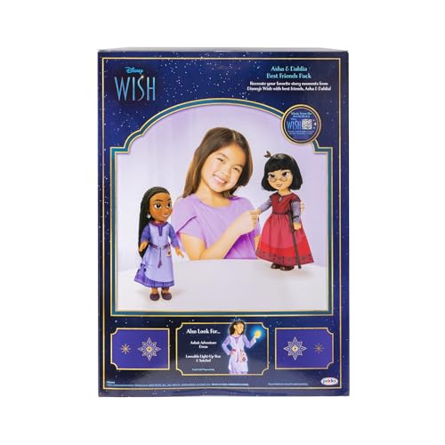 Disney's Wish Asha & Dahlia Dolls Best Friends Pack, 14 Inches Tall, Each with Movie Authentic Outfits and Accessories