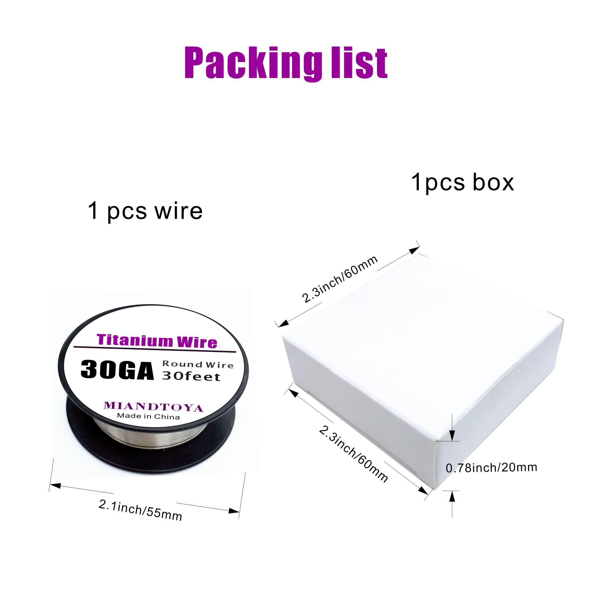Titanium Wire 30feet 30 Gauge Hard 0.25mm for Jewelry Making DIY Arts Crafts Household Use Soldering Wire