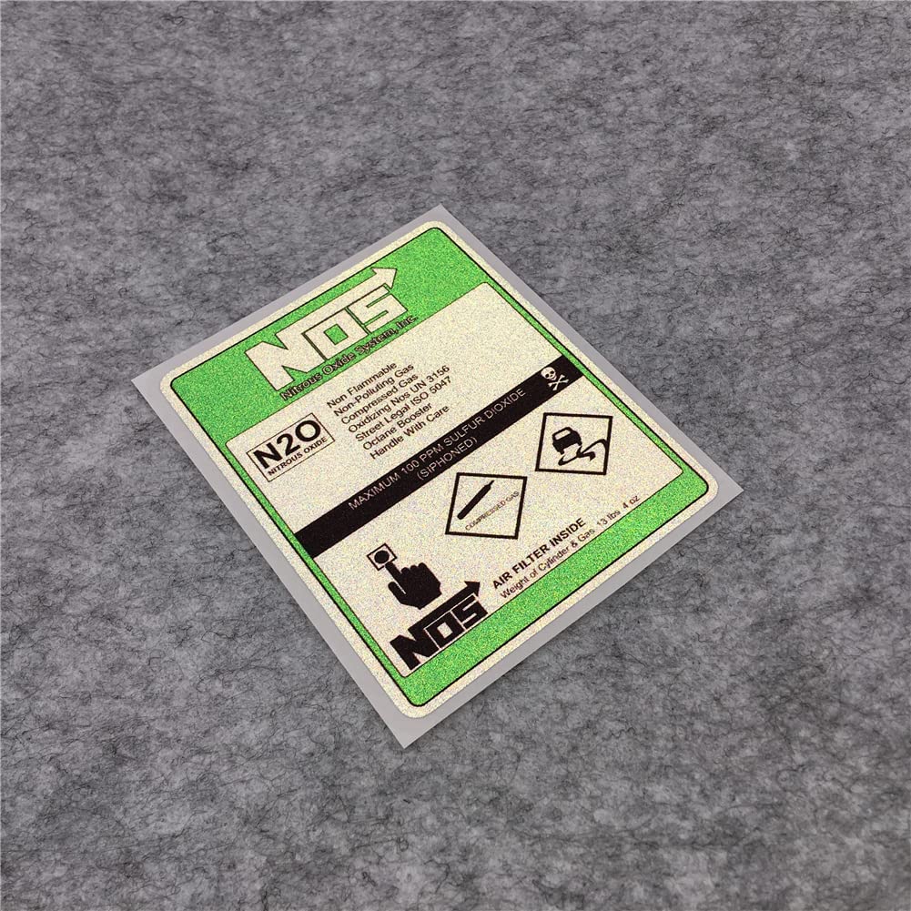 Car Sticker Motorcycle Oil Tank Box Bike Fire Hydrant Decal Vinyl Bumper for Warning NOS Nitrous Oxide Systems Oxidizer 2PCS 100x80mm (C Green)