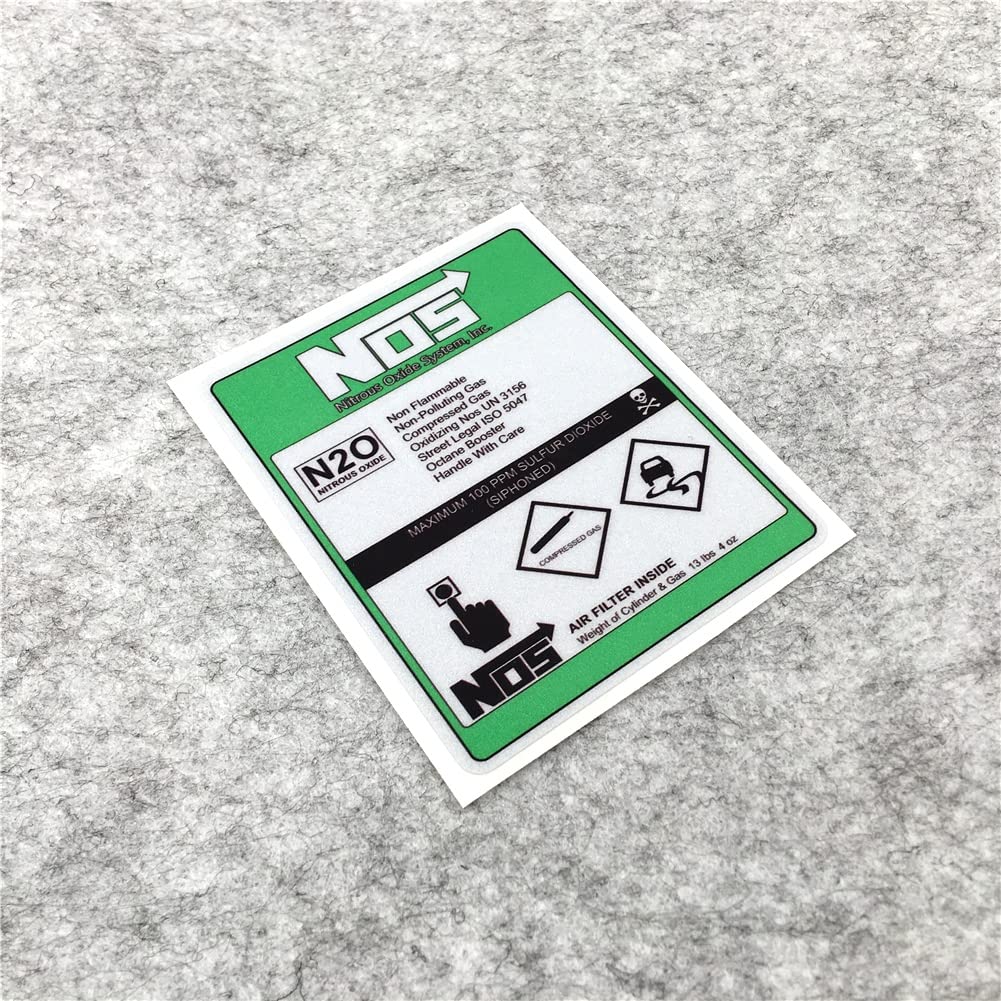 Car Sticker Motorcycle Oil Tank Box Bike Fire Hydrant Decal Vinyl Bumper for Warning NOS Nitrous Oxide Systems Oxidizer 2PCS 100x80mm (C Green)