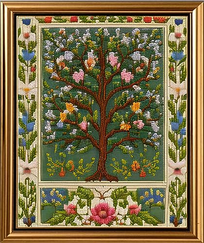 Funxvoot Stamped Cross Stitch Kits Beginners Full Range of Embroidery Starter Kits for Adults Printed Cross Stitching DIY kit (Magic Life Tree 15.7x19.7 inch