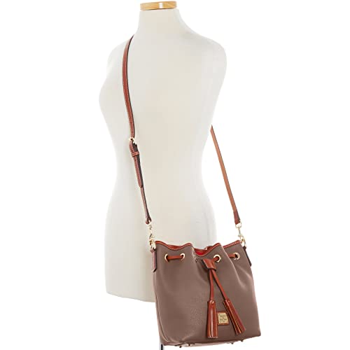 Dooney & Bourke Crossbody Bucket Bags for Women, Pebble Grain Leather Aimee Crossbody Drawstring Purse - Grey