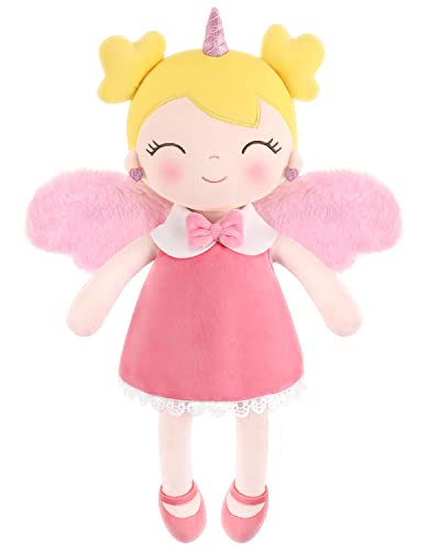 GAGAKU Soft Baby Doll Plush Unicorn Girl Angle with Wings 17” Cute Plush Baby Toys for Baby and Toddler - Pink