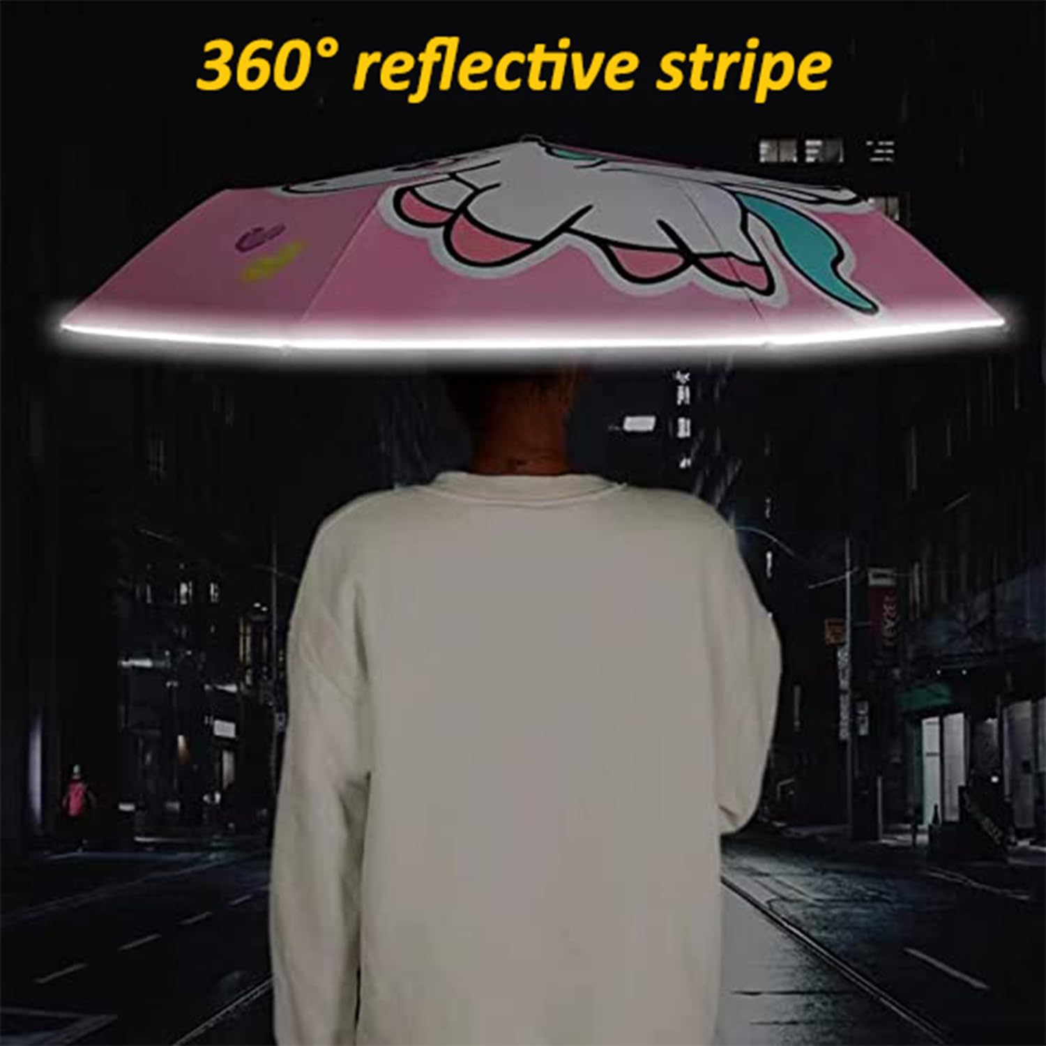 Hannstar Automatic Kids Umbrella, Folding Telescopic Toddler Umbrella for girls & boys, UV/Sun Protection - Strong and Portable - Compact, Durable, Lightweight Cute Kitty Brolly