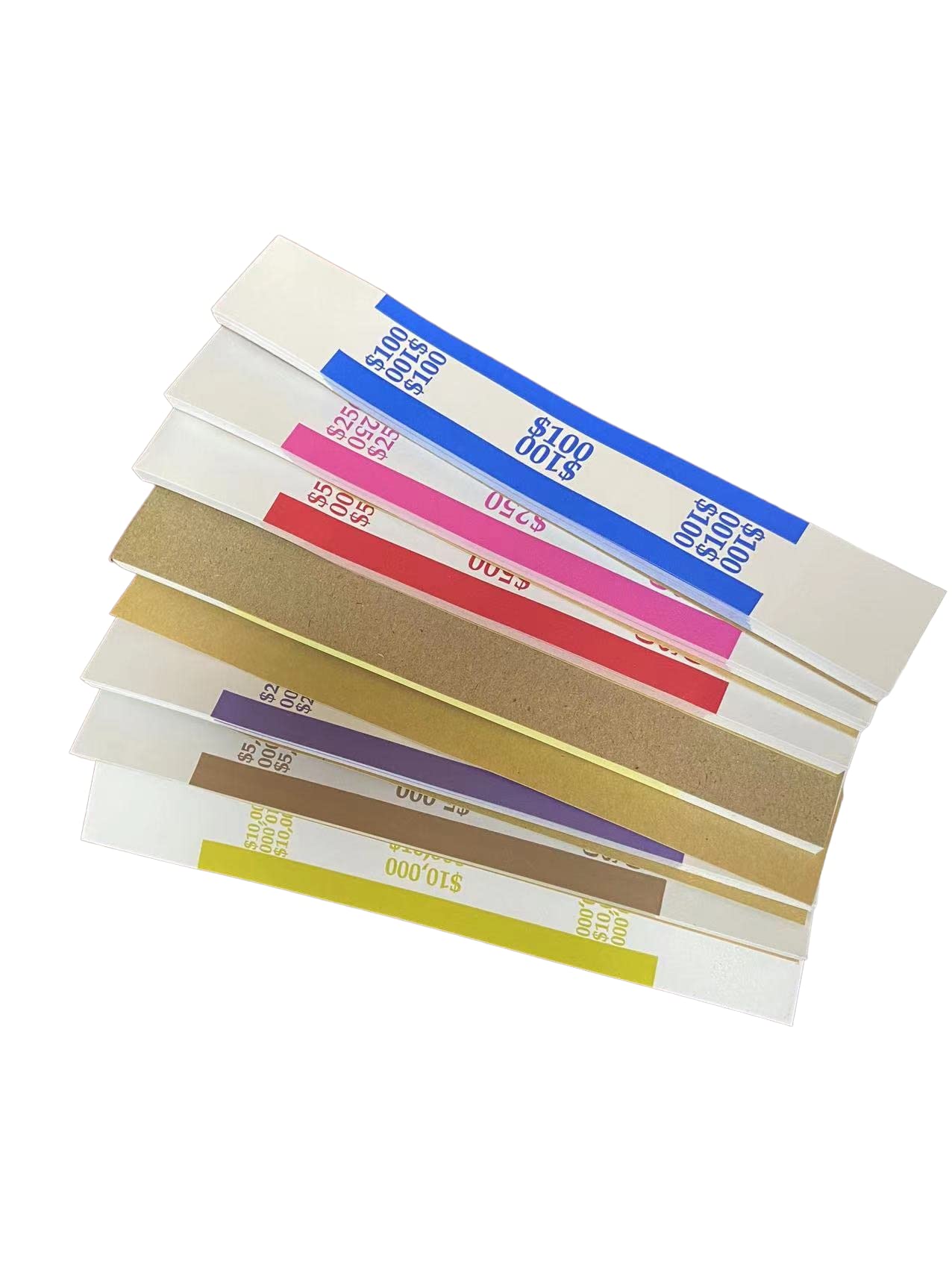 Clever Productions Bill Management Solution: 400 Self-Sealing Currency Straps for Secure, Organized Bill Wrapping (50 of Each Denomination)