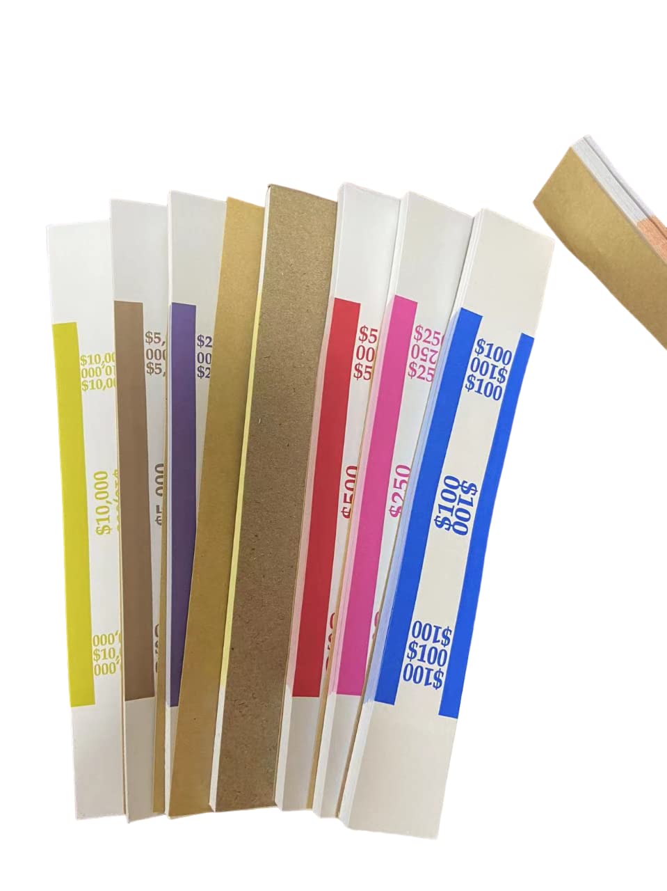 Clever Productions Bill Management Solution: 400 Self-Sealing Currency Straps for Secure, Organized Bill Wrapping (50 of Each Denomination)