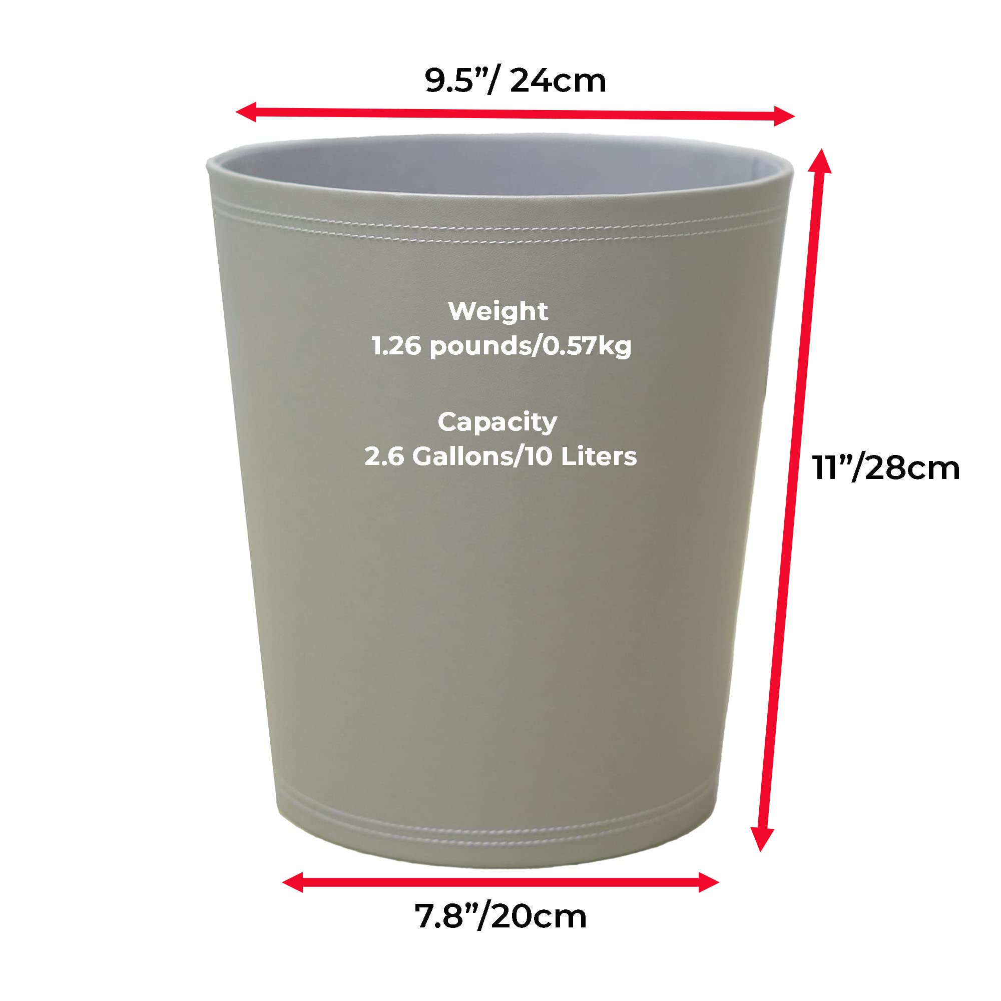 Leather Waste Basket Grey Trash Can Grey Trash Bin Grey Garbage Bin 10 Liter Trash Can Office Trash Bin Decorative Trash Can Garbage Container Home Trash Can Inside Trash Can Office Wastebasket