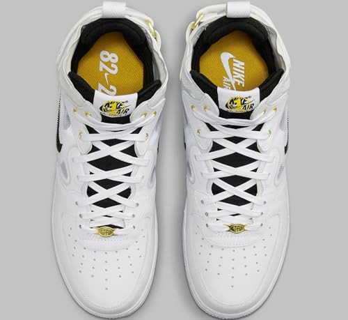 Nike mens Air Force 1 Mid React Shoes, White/Black-yellow Ochre, 9.5