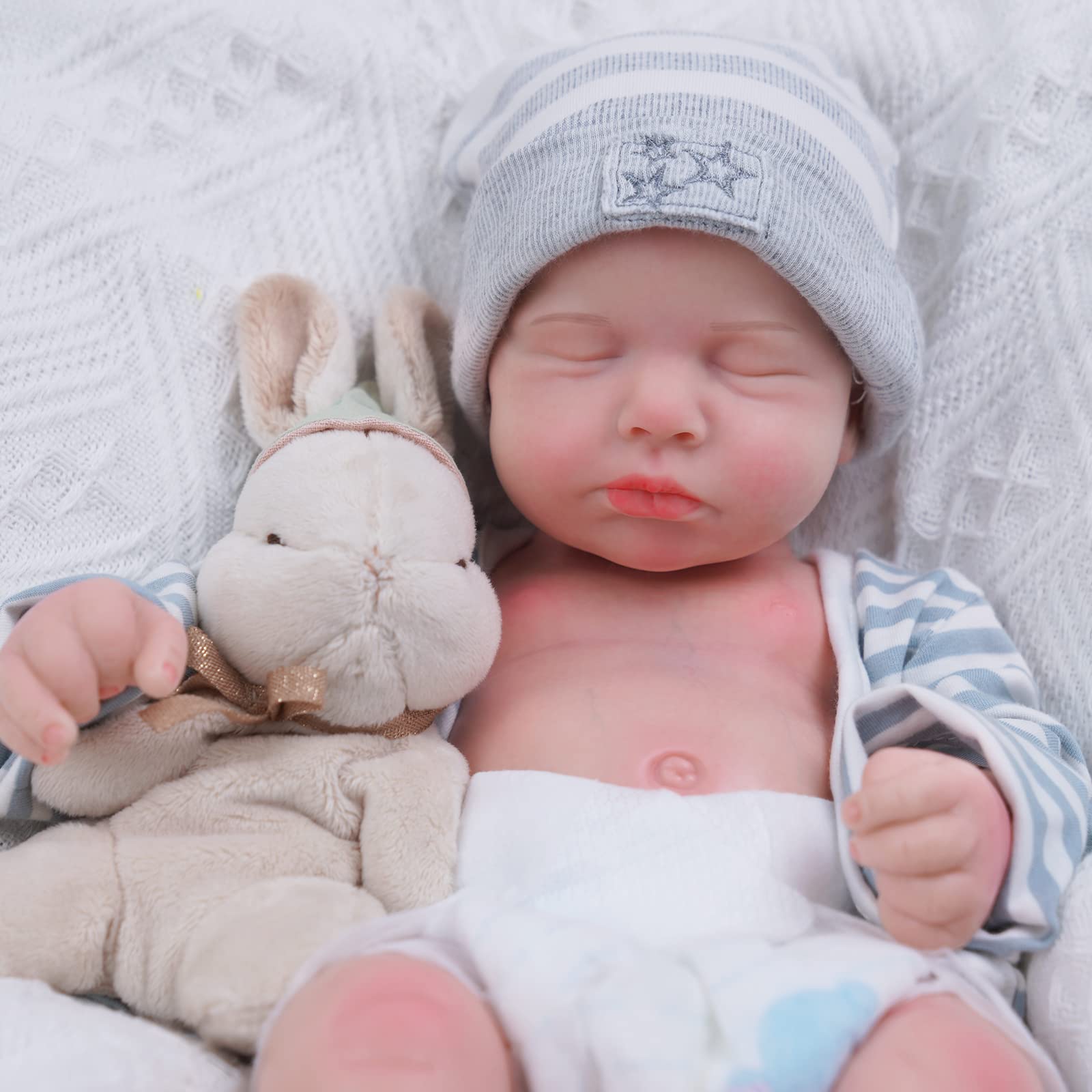 BABESIDE Reborn Baby Doll Loulou 16'' Platinum Full Silicone Realistic Newborn Sleeping Baby Doll for Kids & Toddlers
