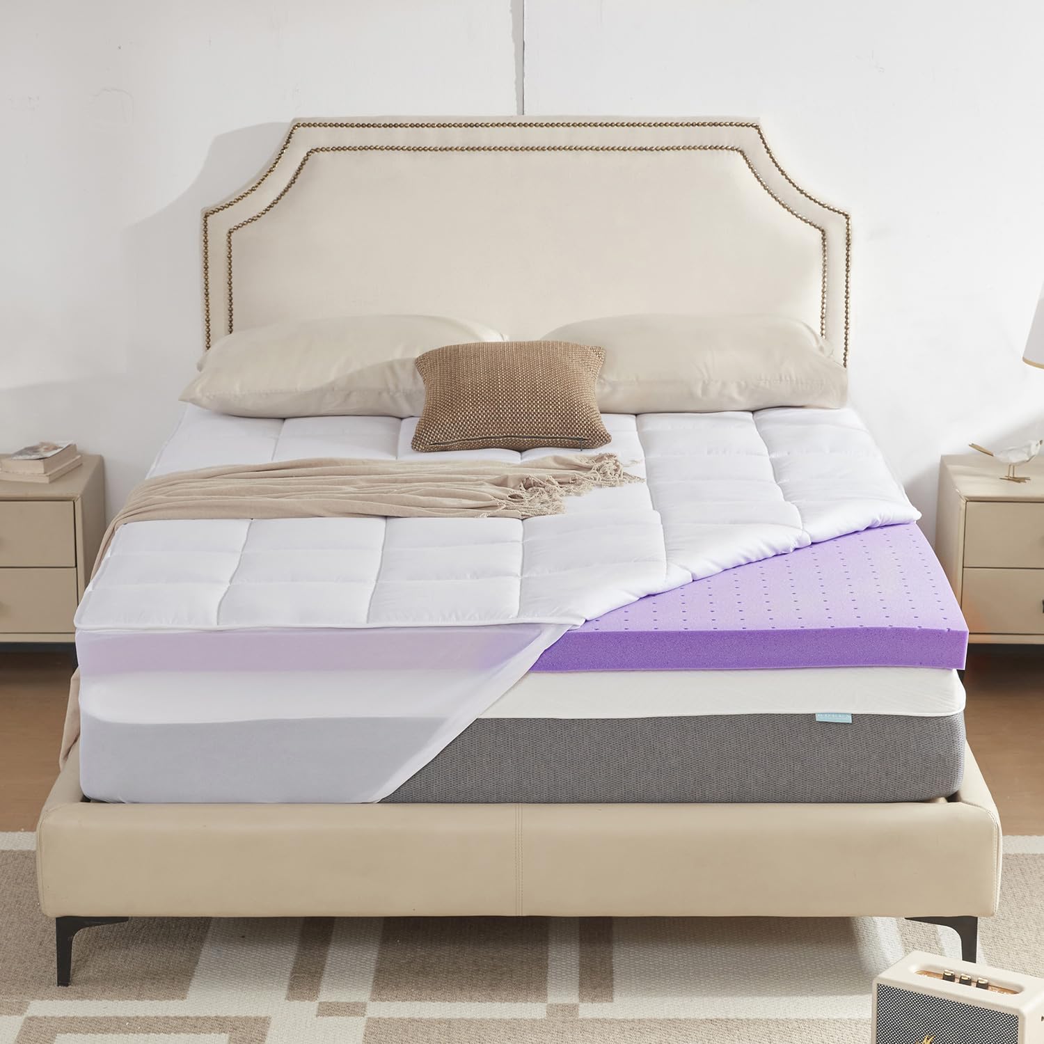 BDEUS Dual Layer 3 Inch Memory Foam Mattress Topper Twin Size,Cooling Gel Memory Foam with Down Alternative Quilted Pillow Top Cover,Back Pain Relief Soft Mattress Pad