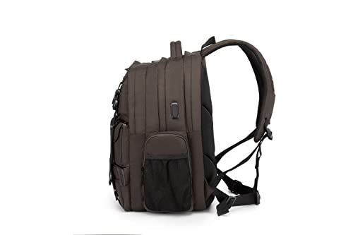 Travel Laptop Backpack Large School Bag Waterproof USB Charging Port fit 17 Inch (Brown)