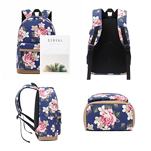 Luxbagsmart Backpack Set for Girls School Backpack Bookbag Schoolbag for Teen Girls Backpack Set 3 in 1 (Blue)