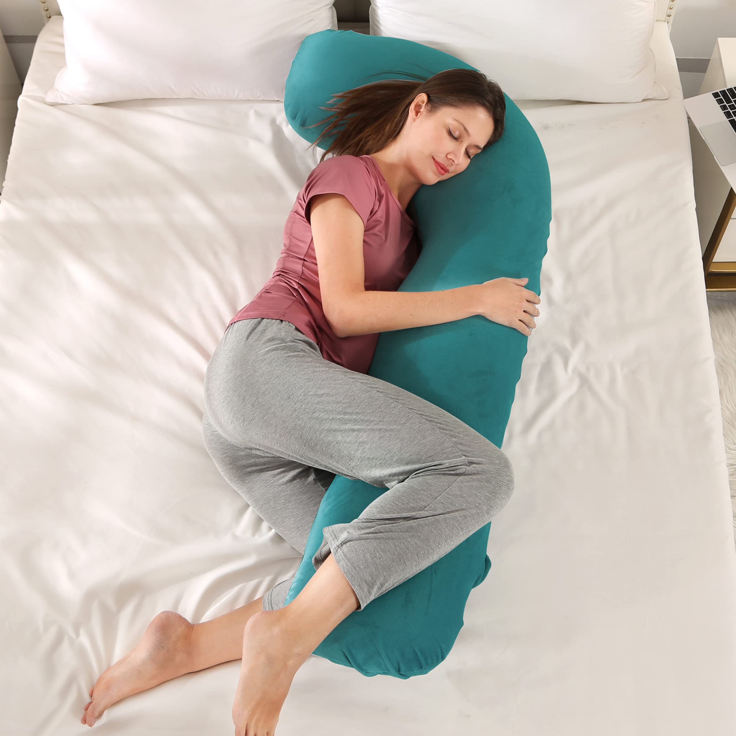 BATTOP Pregnancy Pillow for Sleeping,Body Maternity Pillow with Removable Cover,Support for Back,HIPS,Legs,Belly for Pregnant Women,Side Sleeper Body Pillow