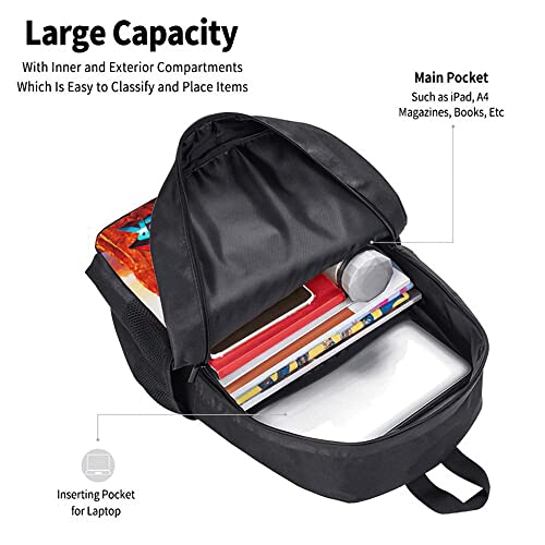 Crunowin 3D Printed Backpack Travel Bag Lightweight Backpack Novel Game Backpack Daily Backpack (Black1)