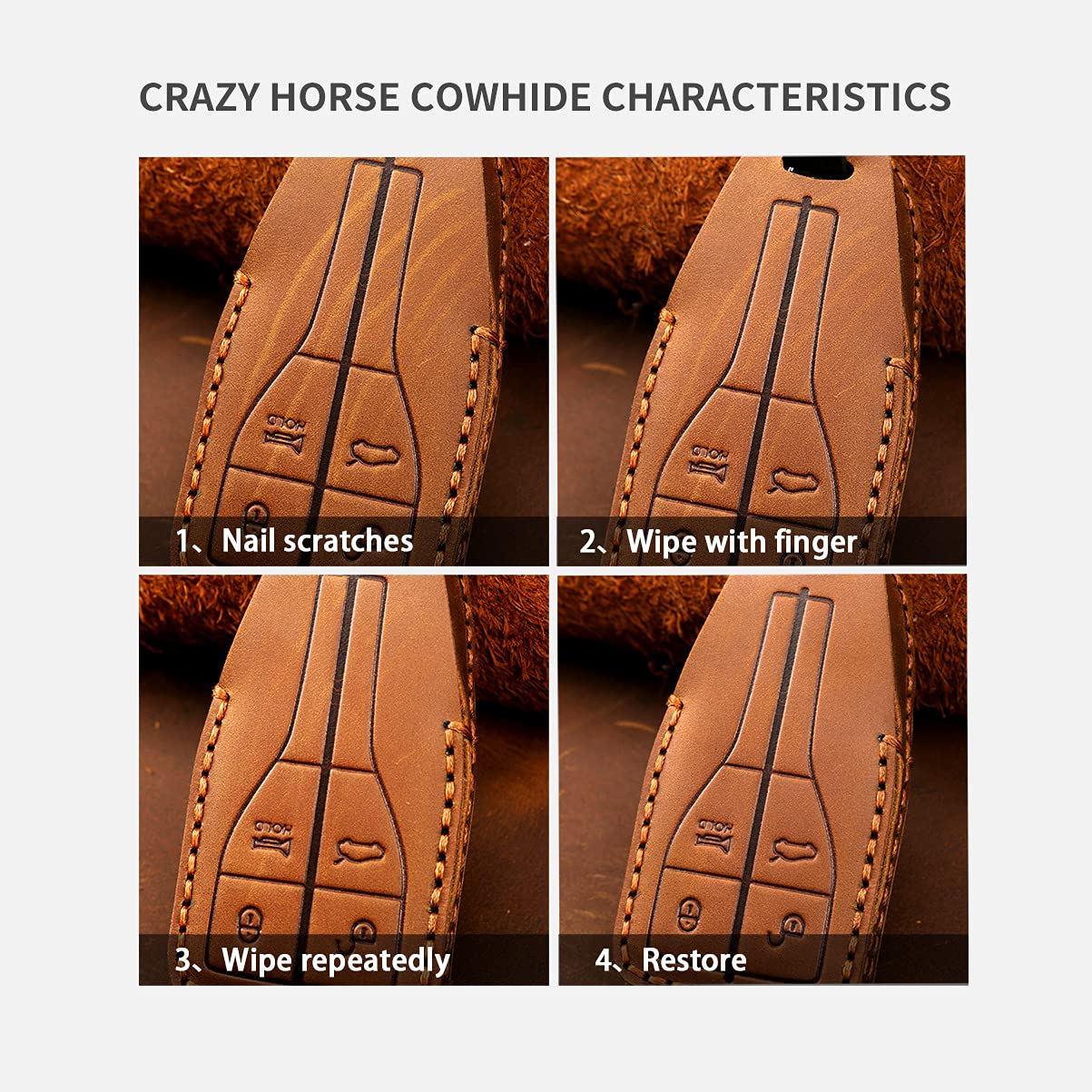 KUNIO Car Key Fob Cover Case Fit for Honda Odyssey Elite Ex EX-L 2019 2020 Key Protective Cover Keychain Leather Key Holder Blue