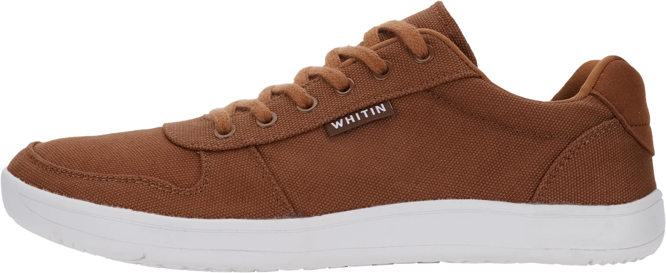 WHITIN Wide Toe Box Shoes for Men Canvas Minimalist Barefoot Sneakers Zero Drop Sole Minimus Size 11 11W Width Walking Gym Training Brown White 45