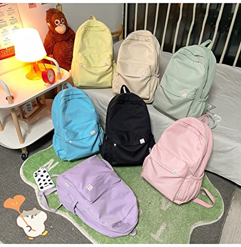 Sage Green Backpack for School, Aesthetic Backpack, Large-capacity Casual Rucksack Kawaii Backpack for Teen Girls (White)