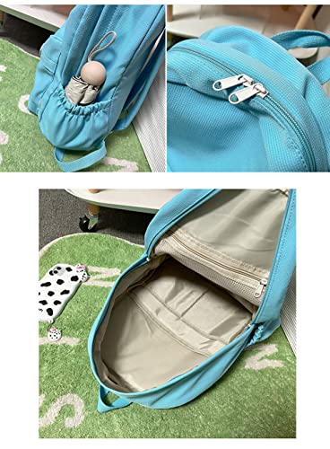 Sage Green Backpack for School, Aesthetic Backpack, Large-capacity Casual Rucksack Kawaii Backpack for Teen Girls (White)