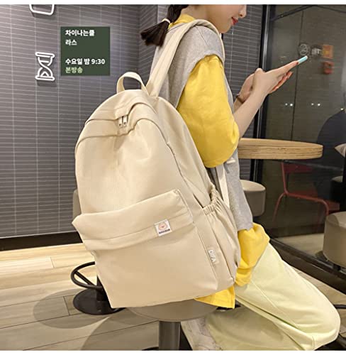 Sage Green Backpack for School, Aesthetic Backpack, Large-capacity Casual Rucksack Kawaii Backpack for Teen Girls (White)