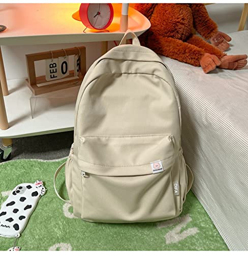 Sage Green Backpack for School, Aesthetic Backpack, Large-capacity Casual Rucksack Kawaii Backpack for Teen Girls (White)