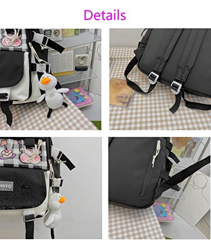 Kawaii Backpack for Girls Japanese Backpack Waterproof Nylon with Cute Pendant School Bookbags Aesthetic Backpack Travel Bag