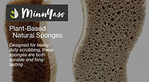 MinnYaso 12 Pack S-Shape Natural Sponges, Hemp Sisal Plant Based Scrubber Scouring Sponge, Eco-Friendly Odor Free Biodegradable Compostable Wood Pulp Sustainable Scrub Pads for Kitchen Dishes Bathroom