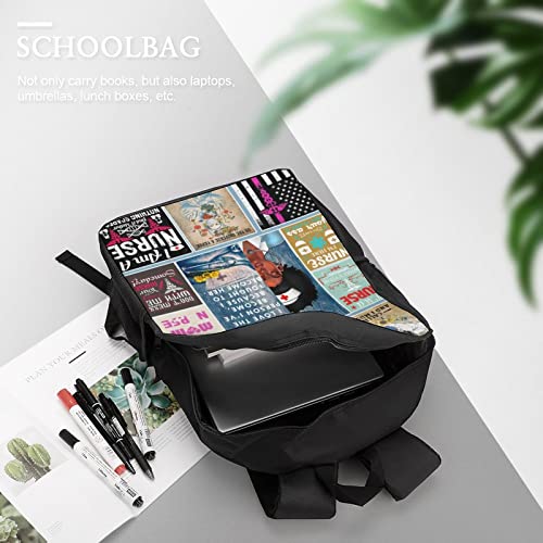 17 Inch Nurse Backpack Cool Nurse Theme Backpack Lightweight Waterproof Laptop Backpacks Casual Bags Gifts for Girls Women