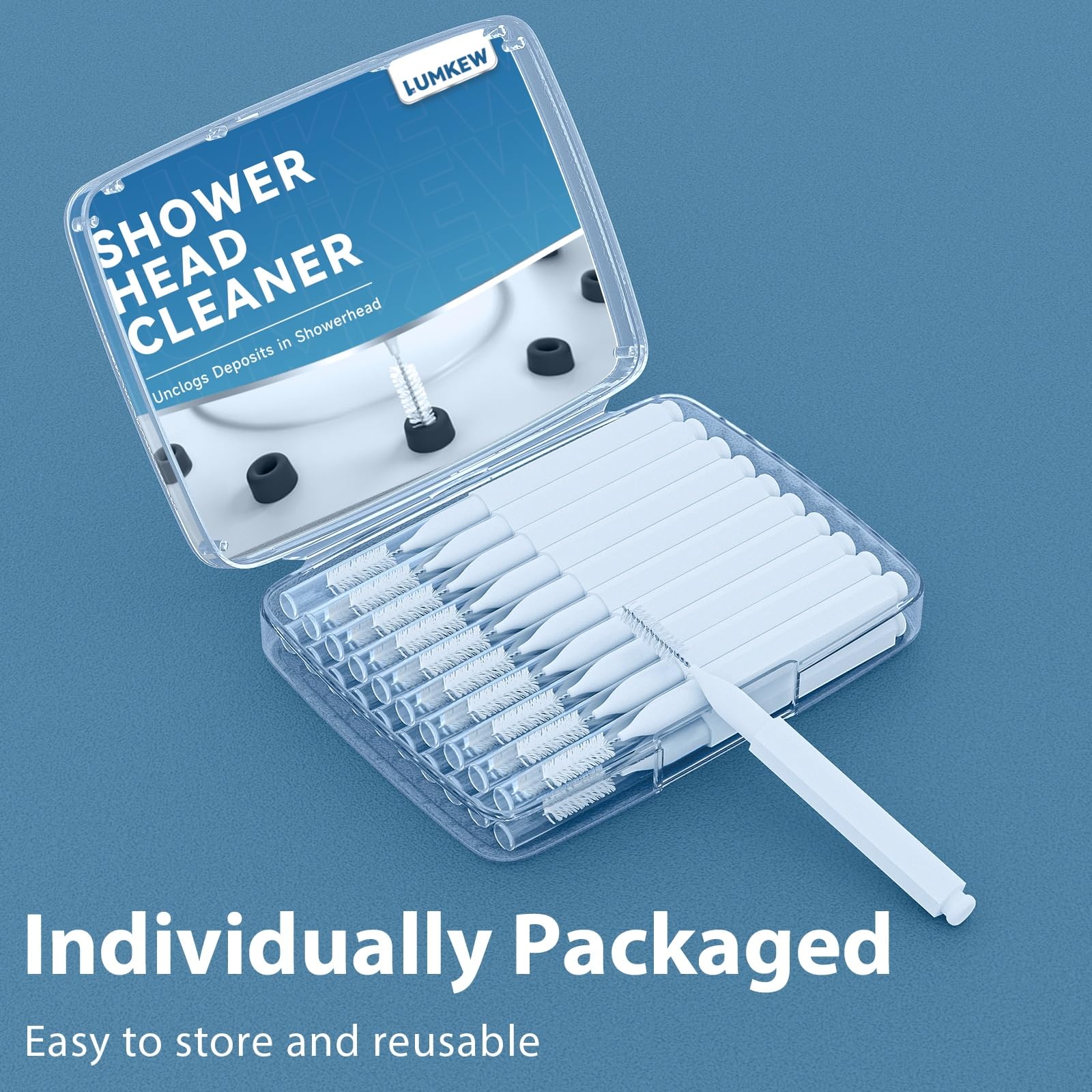 Lumkew Shower Head Cleaning Brush for Small Hole,Multifunctional Shower Head Cleaner Tool Anti-Clogging Nozzle with Storage Boxes, Showerhead Cleaning Brushes Picks for Household Bathroom, White