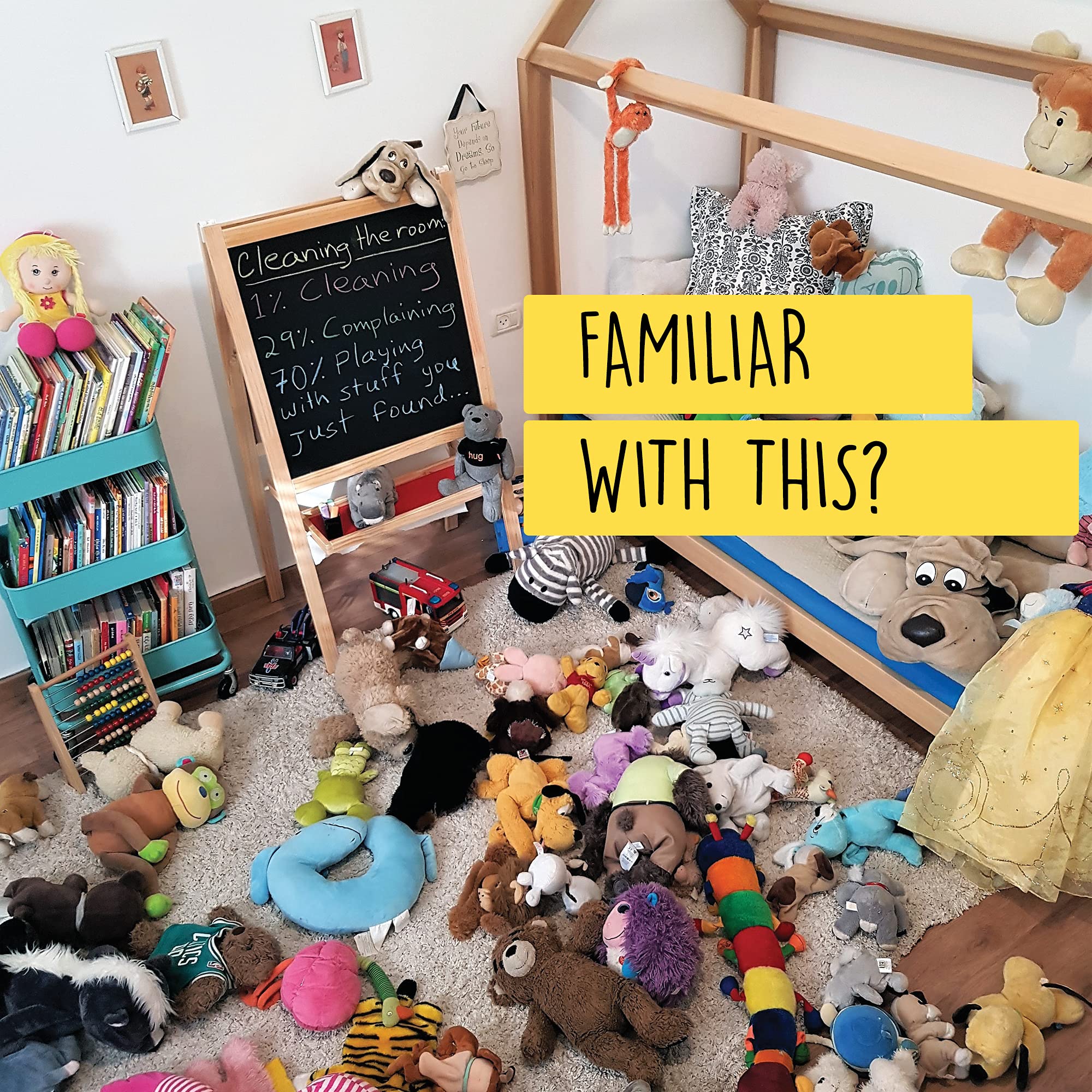 SMART WALLABY Stuffed Animal Storage, Bean Bag Chairs for Kids, 100% Cotton Washable Plush Animal Storage. Room Organization for Stuff Animal, Linens, Quilts & Pillows | Triangular | Starry Night